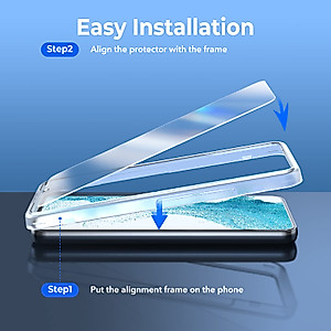 LK 2+2 Designed for Samsung Galaxy S22 Plus/S22+ 5G Screen Protector + 2 Pack Camera Lens Protector with Accurate Alignment Frame, 9H Hardness Shockproof, Bubble-Proof, Case-Friendly,6.6-inch