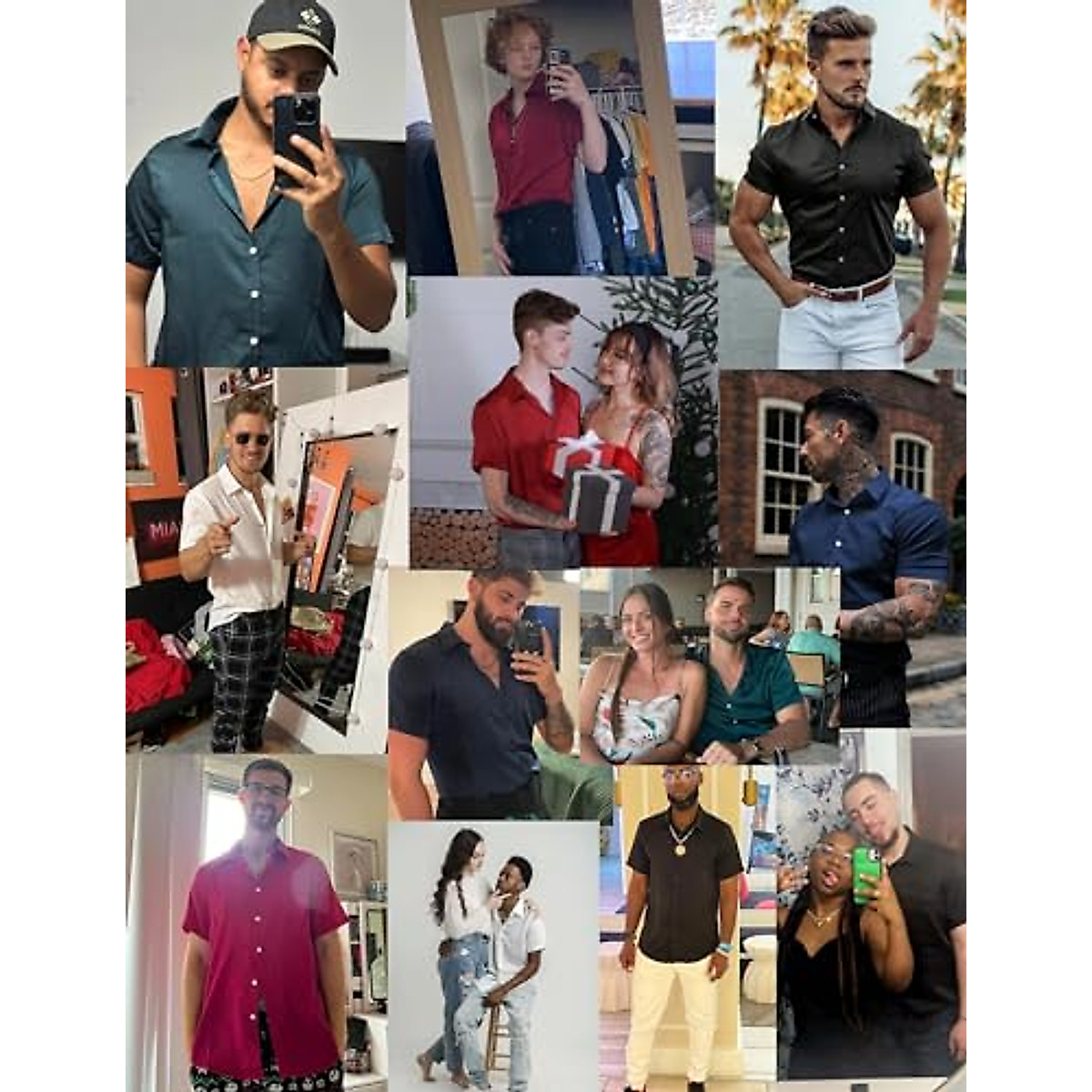 SWOMOG Mens Silky Satin Pajamas Set Short Sleeve Pjs Button Down Sleepwear Top & Long Pants Red XX-Large