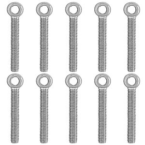 Augiimor 10pcs 304 Stainless Steel Eye Bolt M6 x 40mm Welded Closed Shoulder Swing Lifting Eye Bolt Machinery Shoulder Screw Rod Eye Screw Bolts