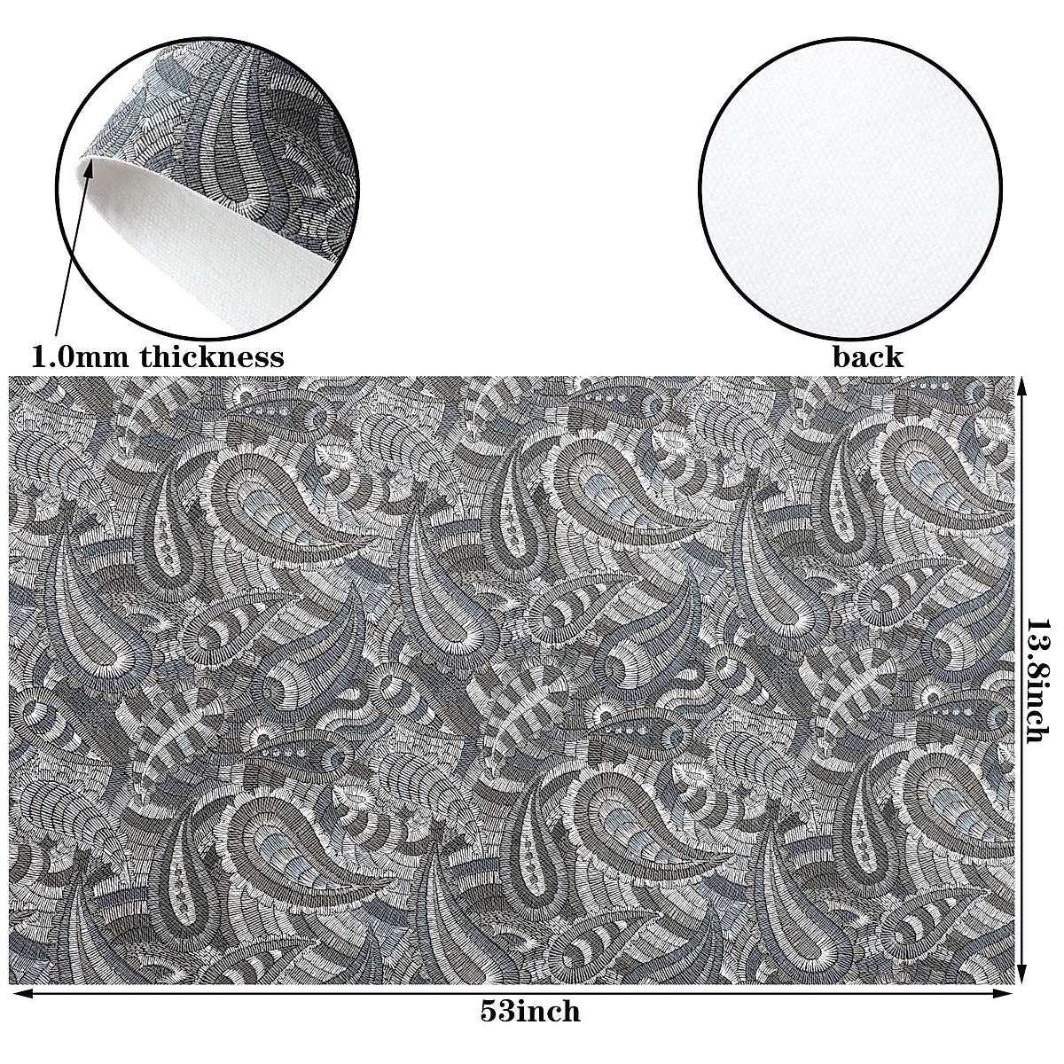 Picheng Paisley Flower Faux Leather Sheets: Paisley Cashew Flower Faux Leather Rolls 13.8"X53"(35cmX135cm) PU Solid Faux Leather Sheet for Making Crafts, Sewing DIY Projects (Paisley Flower-E)