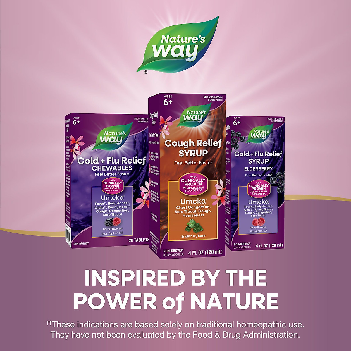 Nature's Way Cough Relief Syrup, Umcka, Chest Congestion, Sore Throat, Cough, Hoarseness, Phenylephrine Free, Homeopathic, Non-Drowsy, 4 Fl Oz (Packaging May Vary)