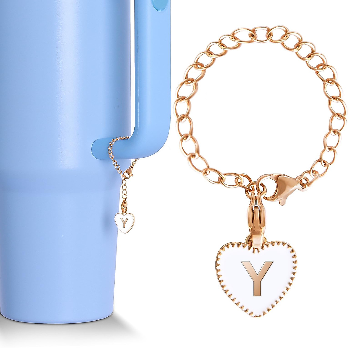 OriJoy Letter Accessories for Stanley Cup, Name ID Letter Handle For Stanley/Simple Modern Tumbler, Heart Shape Initial Identification （Y）