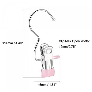 uxcell Laundry Clips with Hook, Metal Boot Hangers Chrome Plated Pink 114mm, 12 Pcs