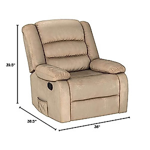 Relaxzen Longstreet Rocker Recliner with Massage, Heat and Dual USB Ports,Microfiber, Beige