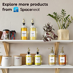 Spaceneat Olive Oil Dispenser Bottle for Kitchen, Coffee Syrup Dispenser - Elegant & Classy Olive Oil Bottles for Kitchen - Glass Cooking Oil Dispenser, Container, Cruet with Pourer Spout - 2pcs, Gold