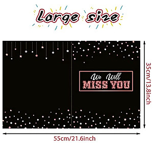 Farewell Party Decorations Goodbye Card Guest Book We Will Miss You Card Retired Party Supplies Going Away Gift for Coworker Men Women Adults (Black and Rose Gold)