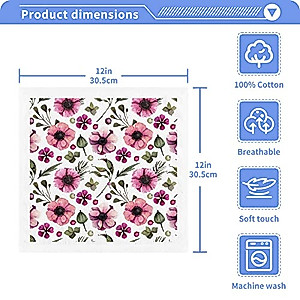 Kigai 2 PCS Fresh Pink Flower Towels Cotton Washcloths Set,Quick Drying & Absorbent Soft Bathroom Hand Towel Lightweight & Portable Fingertip Towel