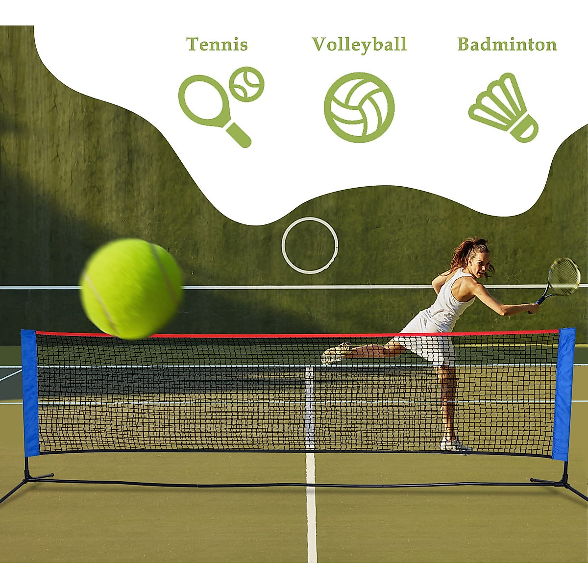 Mini Tang Tennis Net,Portable Tennis Net for Backyard Driveway,10x5.2FT Adjustable Height Tennis Net,Tennis Practice for Indoor and Outdoor,Tennis Court Net,Tennis Training Net with a Carry Bag