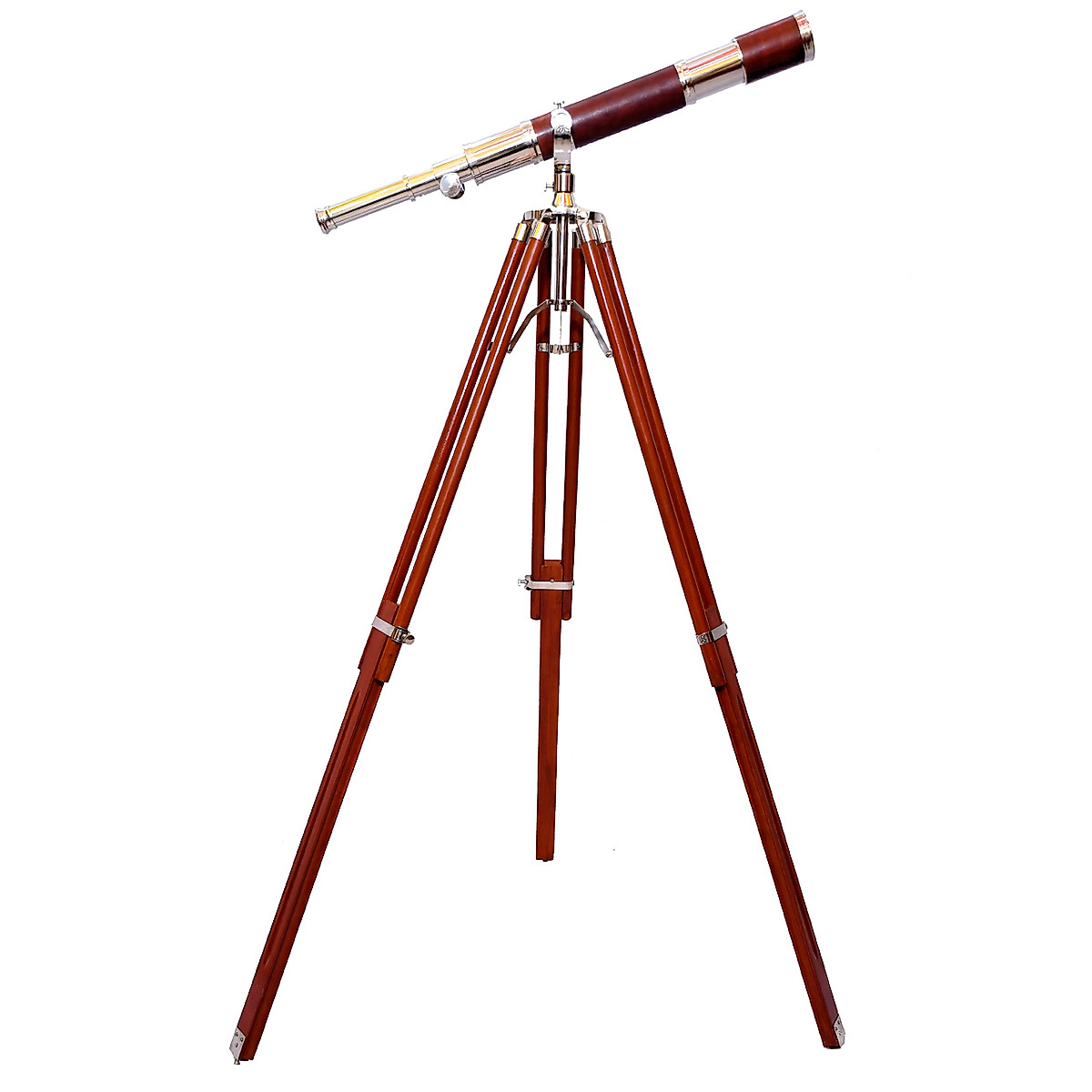 Marine Standard High Magnification Tube Telescope Handmade Antique Tripod Telescope Single Barrel Spyglass Nautical Decorative