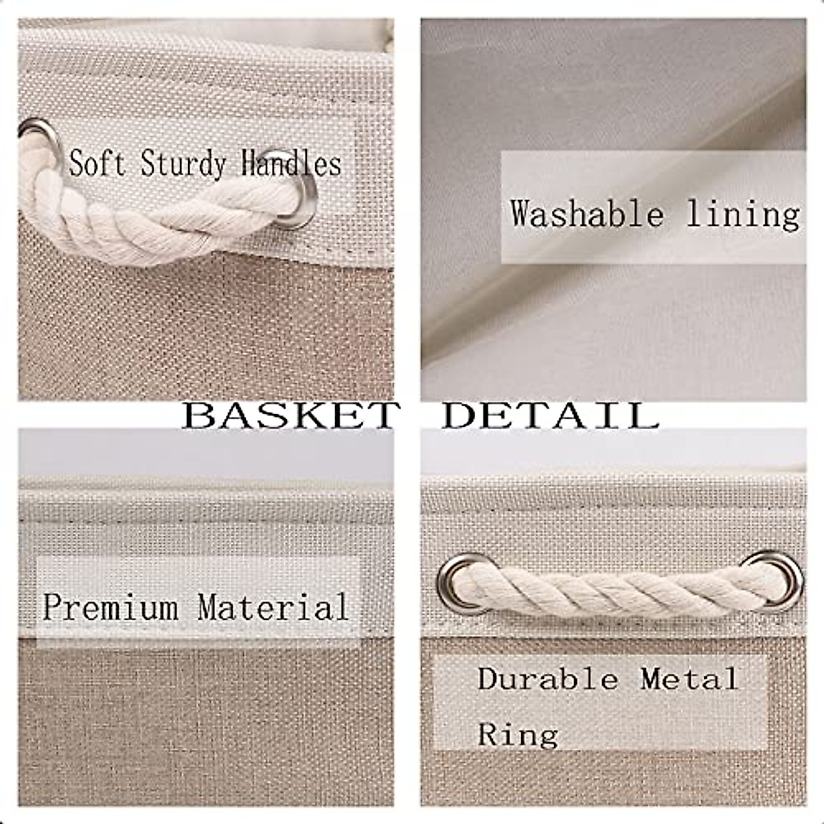 Bidtakay Small Baskets Fabric Storage [6 Pack] Beige Storage Bins 11.8 X 7.8 X 5 Inches Empty Gift Basket Decorative Storage Baskets for Shelves, Baby Clothes Storage, Bathroom(White&Beige)