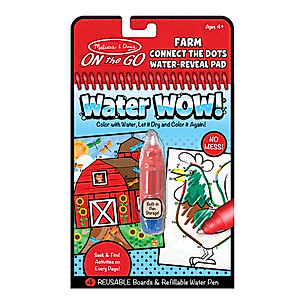 Melissa & Doug On the Go Water Wow! Reusable Water-Reveal Activity Pads, 3pk, Connect The Dots - Vehicles, Farm, Safari, Party Favors, Stocking Stuffers, Travel Toys, Mess Free Coloring Books, Ages 4+