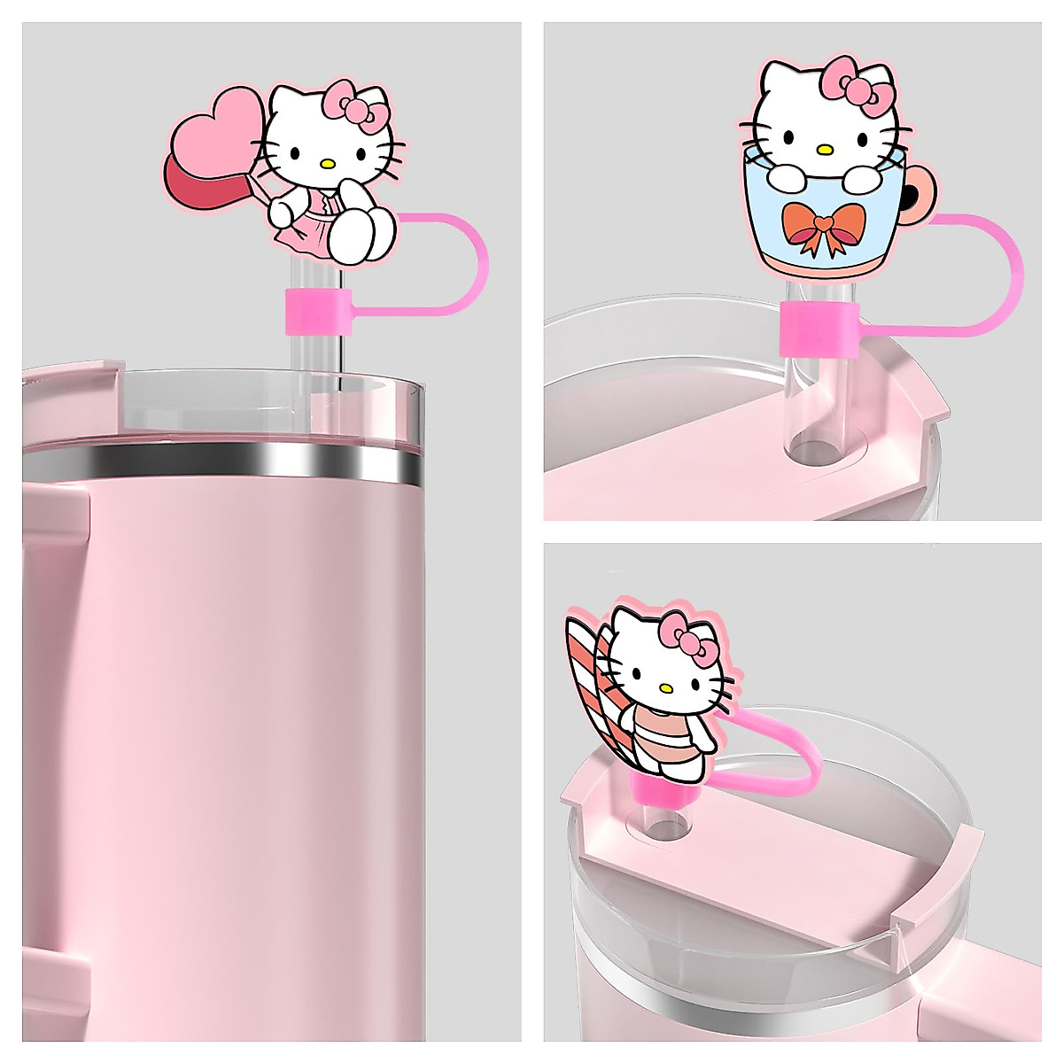 10 mm Straw Toppers for Stanley Cup, 6 Pcs Cartoon Straw Cover Cap for Stanley Tumbler, Reusable Cute Straw Covers for Stanley 30 Oz 40 Oz