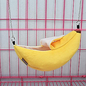 ISMARTEN Banana Hamster Bed House Hammock Small Animal Warm Bed House Cage Nest Hamster Accessories for Sugar Glider Hamster Small Bird Pet (Banana)