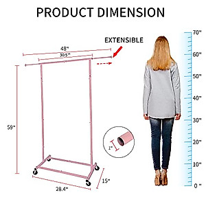 Fishat Pink Double Rod Garment Rack & Simple Garment Rack