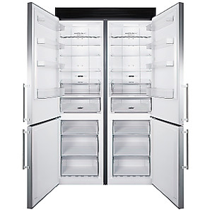 Summit Appliance FFBF181ES2KIT48 48" Wide Bottom Freezer Refrigerator Set; 23.4 cu.ft; Grill Included; Adjustable Glass Shelves; No-frost Operation; Child Lockation; Child Lock