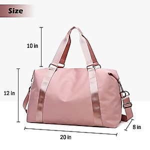 IMCUZUR Weekender Bag for Women and Men, Travel Duffel Bag, Gym Bag, Carry on Overnight Shoulder Bag, Travel Essentials Tote Bag (C-Pink-XL)