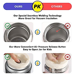 DaCool Kids Thermos with Handle Spoon for Hot Cold Food 16 OZ Insulated Food Jar Food Thermos for Lunch Soup Leakproof Vacuum Stainless Steel Keep Food Warm Thermal Container for School Travel, Black