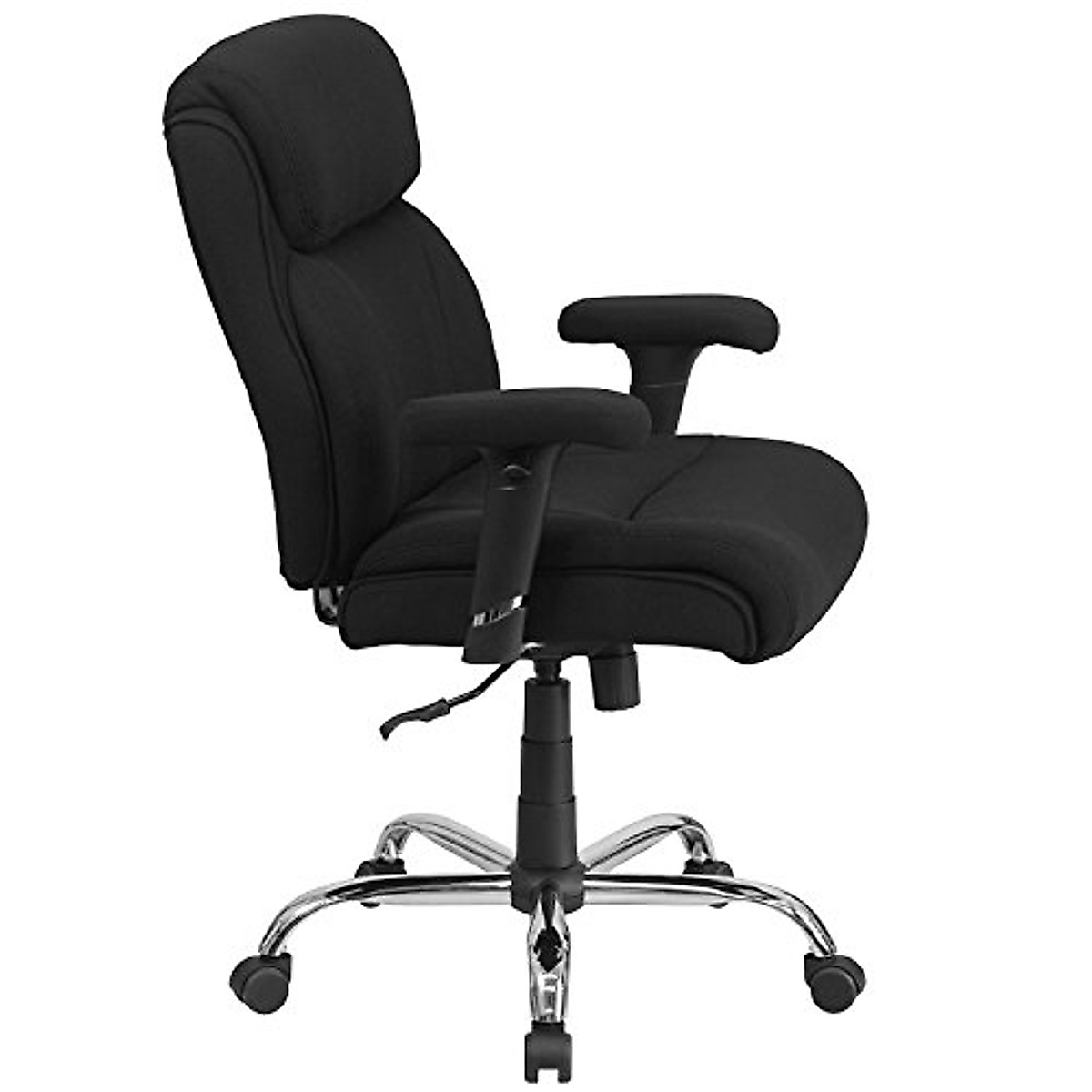 Flash Furniture HERCULES Series Big & Tall 400 lb. Rated Black Fabric Ergonomic Task Office Chair with Line Stitching and Adjustable Arms
