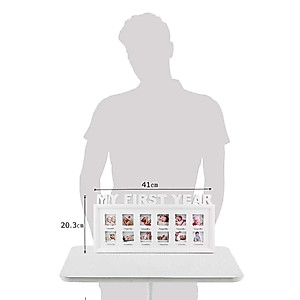 ESTAMICO My First Year Frame Baby Picture Keepsake Frame for Photo Memories, White