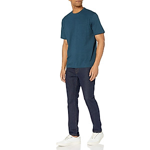 Amazon Essentials Men's Regular-Fit Short-Sleeve Crewneck Pocket T-Shirt, Pack of 2, Teal Blue/Charcoal Heather, Large