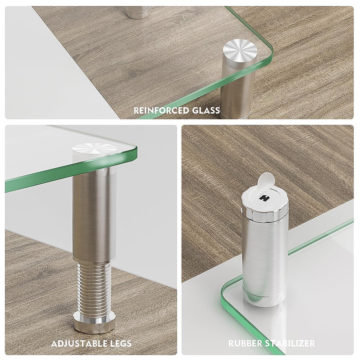 Clear Computer Monitor Stand Riser with Height Adjustable Multi Media Desktop Stand for Flat Screen LCD LED, Laptop/Notebook/Xbox One,HD01T-002