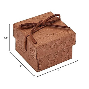 Juvale 12 Pack Small Kraft Paper Jewelry Gift Box Set with Bow for Rings and Bracelets (Brown, 2 x 2 in)