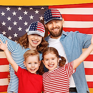 Hercicy 3 Pcs USA Bling Baseball Hat American Flag Caps Adjustable Patriotic Caps for Men Women