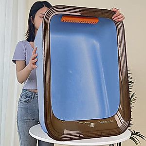 Eiiel Extra Cat Litter Box, 7.3 Wx24 L Large Nonstick Pan Durable Standard Great for Small & Cats Easy to Clean1（Blue）