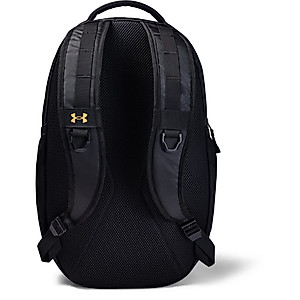 Under Armour unisex-adult Hustle 5.0 Backpack , Black (004)/Metallic Gold Luster , One Size Fits All