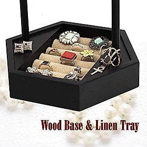 Emfogo Jewelry Organizer Stand - 6 Tier Jewelry Holder with Adjustable Height Necklace Holder Organizer Display & Storage for Earrings Ring Bracelet (Black)