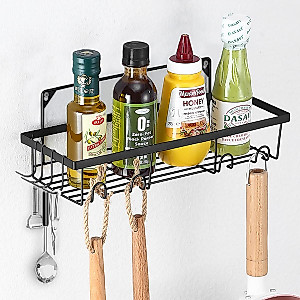 Shower Caddy Shelf (2 Pack) with 2 Soap Dishes, No Drilling Traceless Adhesive Toilet Paper Holder Shower Organizer with 4 Hooks