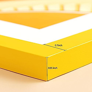 eletecpro 11x14 Picture Frame Made of Solid Wood and HD Glass Colourful Frame Display 8x10 Photo with Mat or 11x14 without Mat Home Decor for Wall and Tabletop Yellow 1 Pack