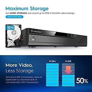 Amcrest NV4108E-A2 4K 8CH POE NVR (1080p/3MP/4MP/5MP/8MP) POE Network Video Recorder - Supports up to 8 x 8MP/4K IP Cameras, 8-Channel Power Over Ethernet Supports up to 10TB HDD (Not Included)