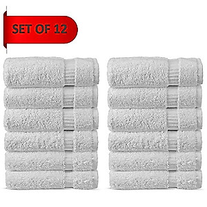 Chakir Turkish Linens 100% Cotton Premium Turkish Washcloths | 13'' x 13'' (Washcloth-12 Piece - White)