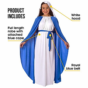 Morph Virgin Mary Costume For Kids, Virgin Mary Costume For Girls, Mary Costume For Children, Religious Dress Up, Large