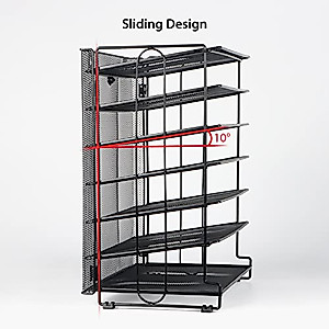 Univivi 7-Tier Tilted Metal Mesh File Paper Tray Letter Organizer, Tilted Trays Desktop File Organizer for Office and Home, Black