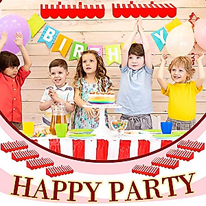 Tallew 8 Pcs 3D Awning Wall Decor Stripes Paper Carnival Tent Circus Birthday Candy Party Theme Doors Window Classroom Home Christmas (Farmhouse Style), Red and White, 63 x 23 cm/ 24.8 x 9.06 inches