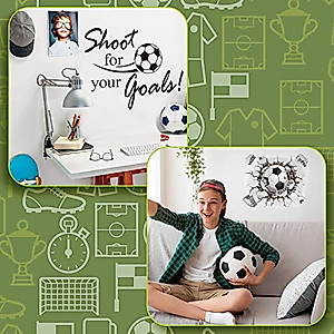 Soccer Wall Decal Soccer Wall Decor Soccer Stickers for Wall Soccer Room Decor Football Stuff Soccer 3D Wall Art Shoot for Your Goals Wall Art Football Stickers for Bedroom Kids Boy Wall Decoration