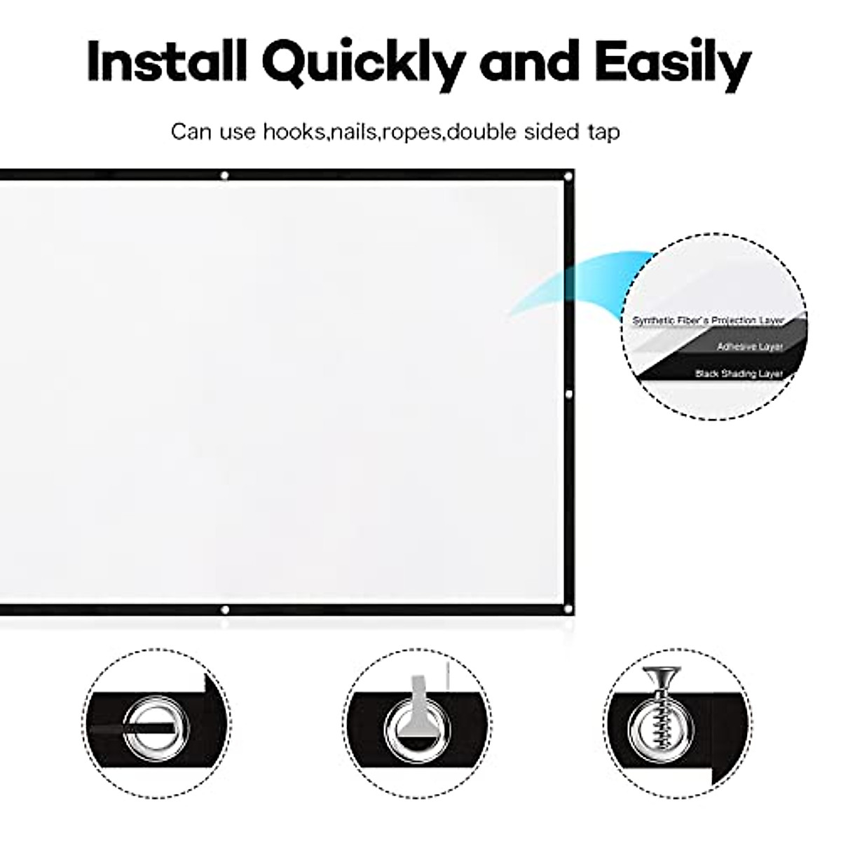 OWLENZ 100" New Upgraded Portable Projector Screen Anti Crease 16:9 4K HD Video Film Projection Screen Support Front Projection