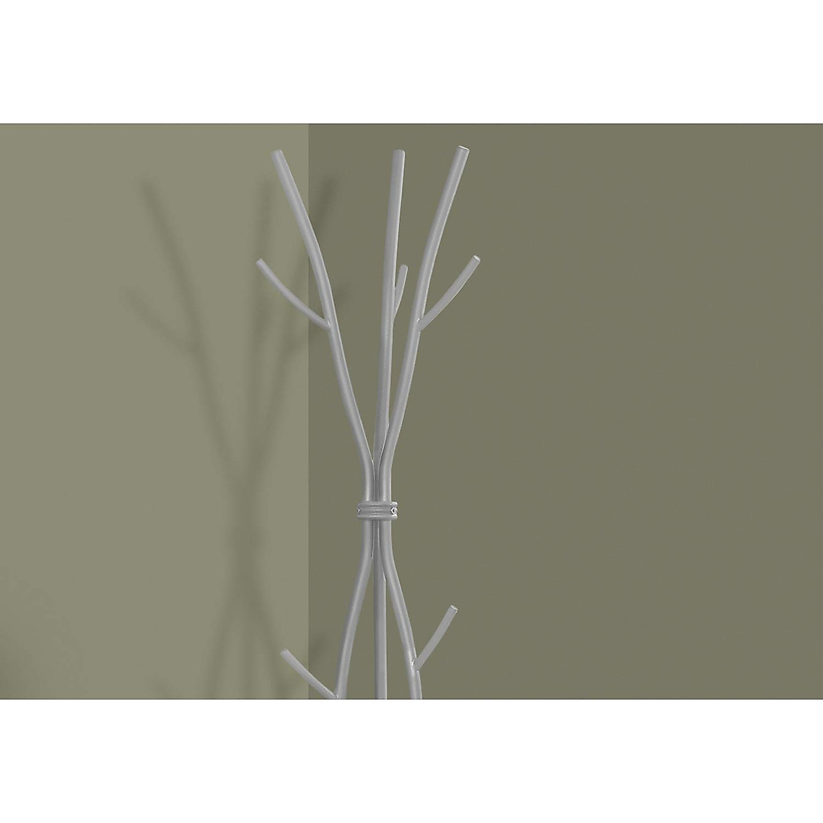 Monarch Specialties I 2061 Coat Rack, Hall Tree, Free Standing, 11 Hooks, Entryway, 74" H, Bedroom, Metal, Grey, Contemporary, Modern