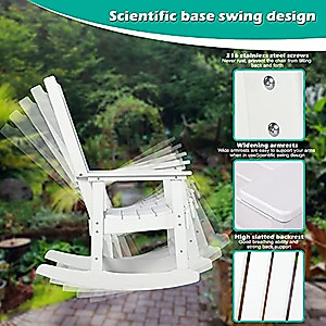 DOALBUN OKL Outdoor Rocking Chairs All-Weather Oversized Plastic Rocker Chair with Curved Seat for Garden, Lawn, Backyard,Indoors, Patio Porch Rocker,350lbs (White)