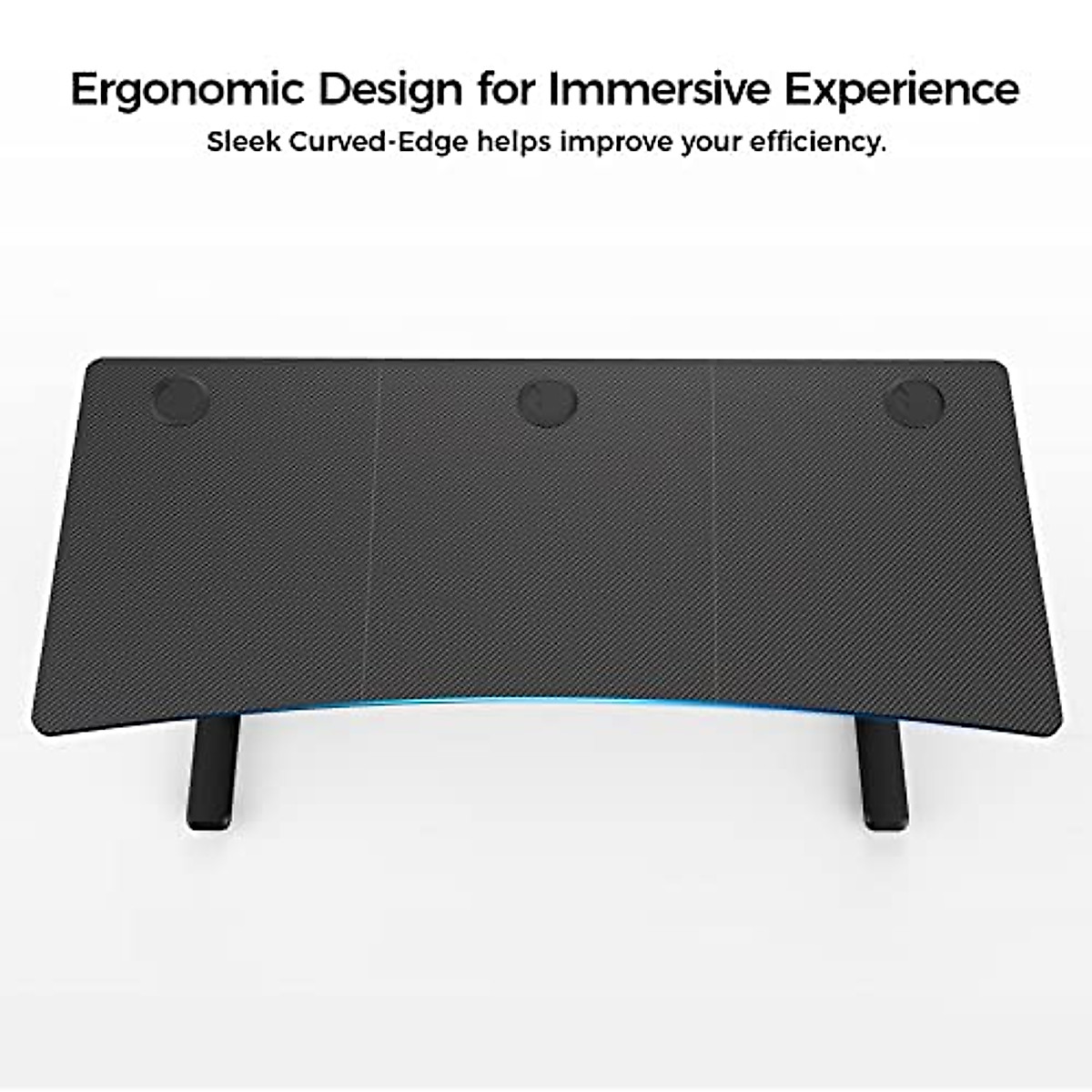 DESIGNA Manual Height Adjustable Home Office Computer Desk, 63 Inch Large Curved Edge Standing PC Gaming Table Workstation with Full Mouse Pad Controller Rack Cup Holder Headphone Hook, Black