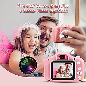 hyleton Kids Selfie Camera Digital,Child Toddler Video Camera Toys for 3 4 5 6 7 8 9 Year Old,Christmas Birthday Gift for Age 3-8 Girls/Boys with 32GB SD Card (Pink)
