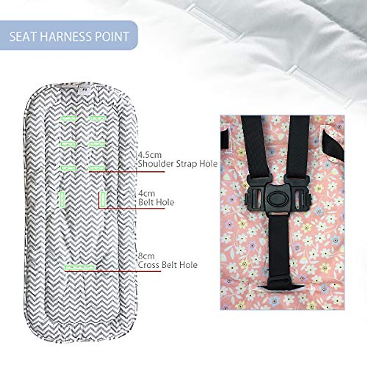 SONARIN Baby Stroller Seat Liner,100% Cotton Universal Seat Cushion Pad for Pushchair,Pram,Stroller,Buggy and Car Seat,Infant Cushion Pad(Elephant)