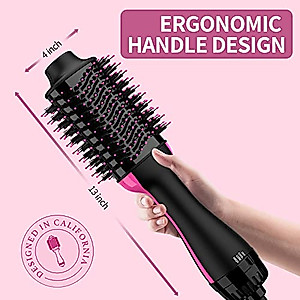 Hair Dryer Brush Blow Dryer Brush in One Upgraded 4 in 1 Hair Dryer and Styler Volumizer with Negative Ion Anti-frizz Ceramic Titanium Barrel Hot Air Brush Hair Straightener Brush 75MM Oval Shape