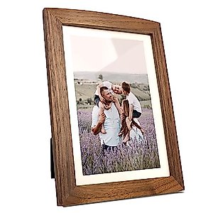 H-A 8x10 Picture Frames with Mat, Rustic Natural Wood Photo Frame for Tabletop (1 pcs)