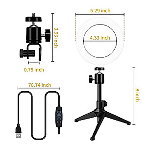Desk Ring Light for Zoom Meetings - Video Conference Lighting Kit for Laptop Computer, 6” Clip on Table LED Light Lamp with Tripod Stand for Video Recording, Remote Working, Gaming, Vlogging