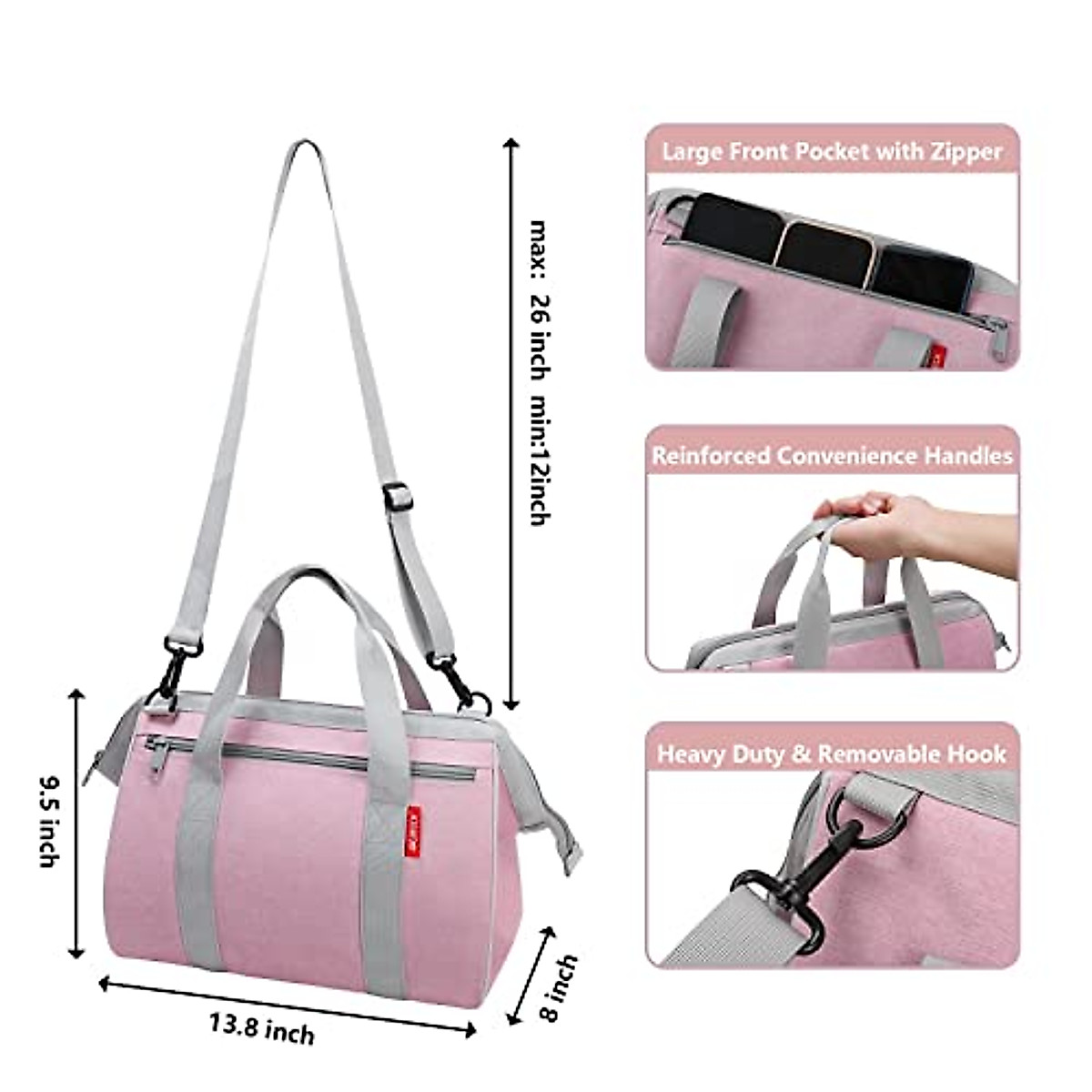 Lunch Box for Men, Insulated Lunch Bag Women, Personalized Reusable Lunch Tote Bag for Office Work, Leak-proof Adult Lunchbox Container Cooler Sack Handbag Case (Pink)