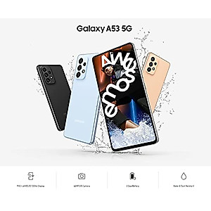 Samsung Galaxy A53 5G (128GB, 6GB) 6.5" 120Hz Full HD+, IP67 Water Resistant, Dual SIM GSM 4G VoLTE Unlocked (For T-Mobile, Metro, Global) International Model A536E/DS (Awesome Blue)(Renewed)