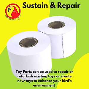 Bonka Bird Toys 3300 Pack Two (2) Small Shredmaster Refill Paper Roll Chew Shred Forage Natural Safe Till Cashier Receipt Replacement for 0038 Small Shredmaster